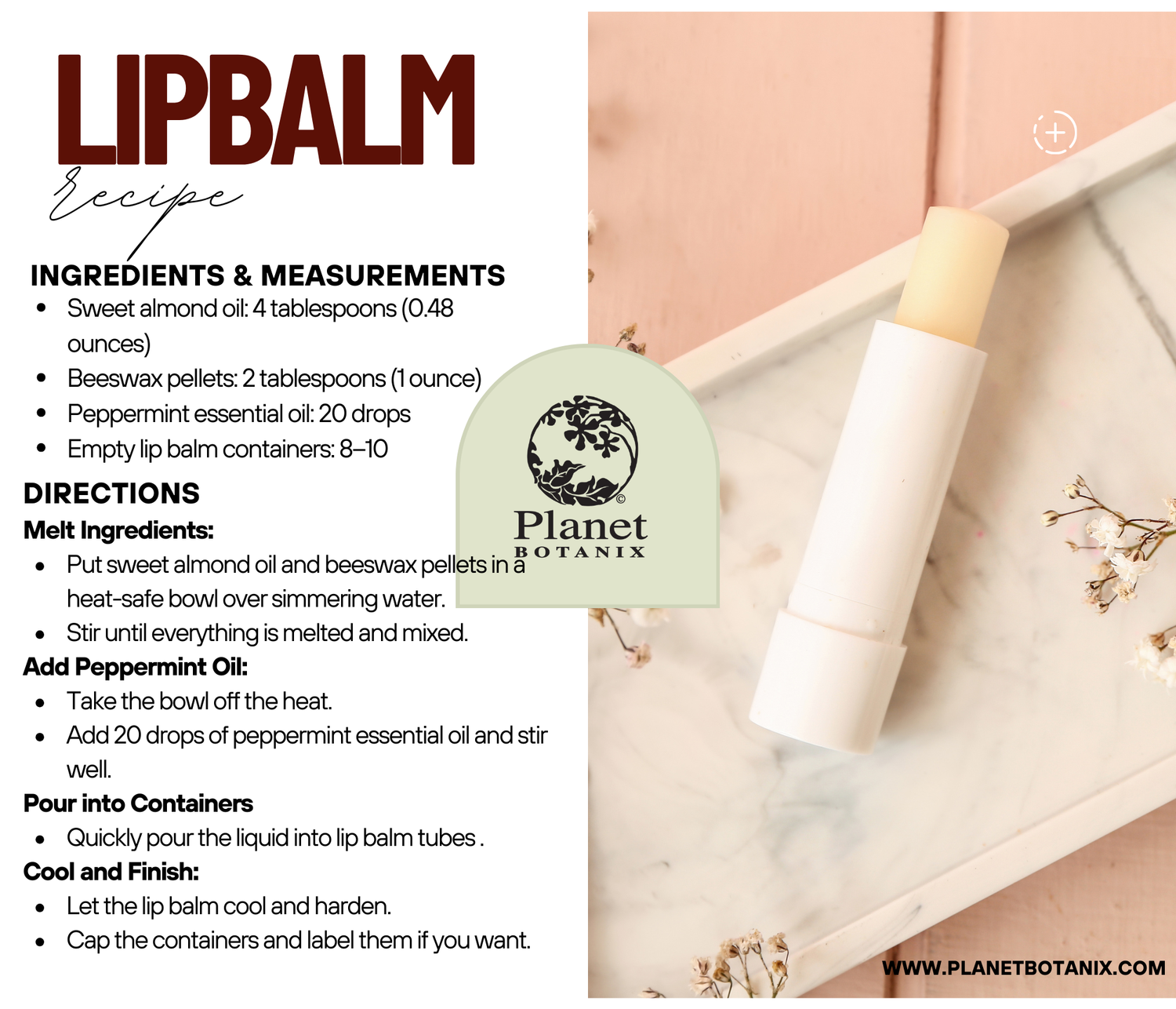 3 Ingredient Lip Balm Recipe – Planet Botanix Ottawa